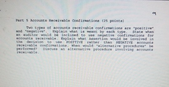Solved 여 Part 5 Accounts Receivable Confirmations (25 | Chegg.com