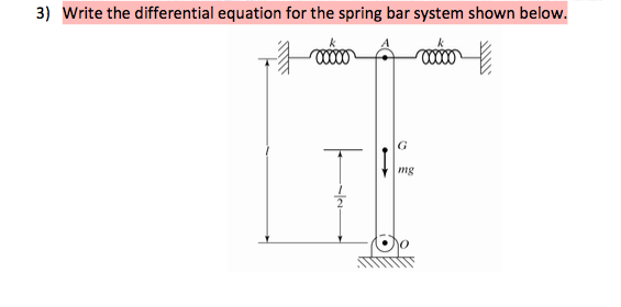 Solved 3) Write the differential equation for the spring bar | Chegg.com