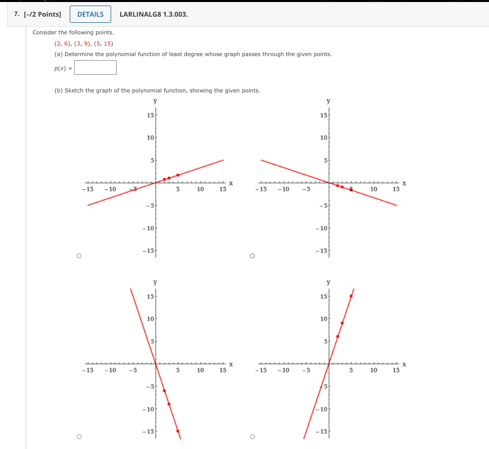 Solved 7. (-12 points) DETAILS LARLINALG8 1.3.003. Consider | Chegg.com