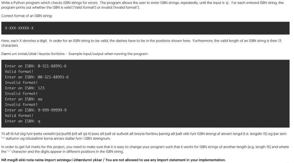 Solved Write A Python Program Which Checks Isbn Strings For 2485
