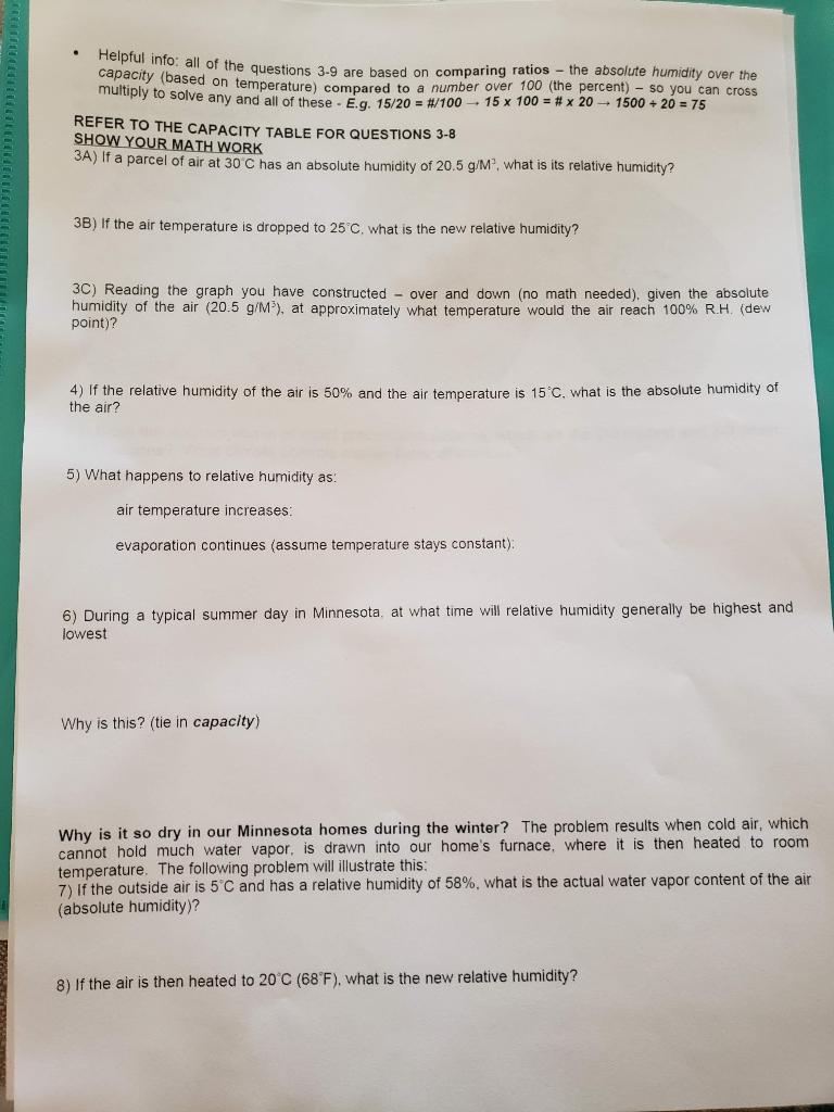 Solved Moisture Physical Geography Lab NAME HUMIDITY At a | Chegg.com