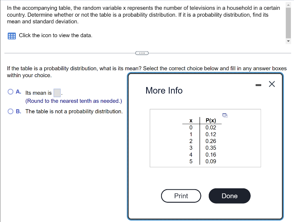 Solved In the accompanying table, the random variable x | Chegg.com