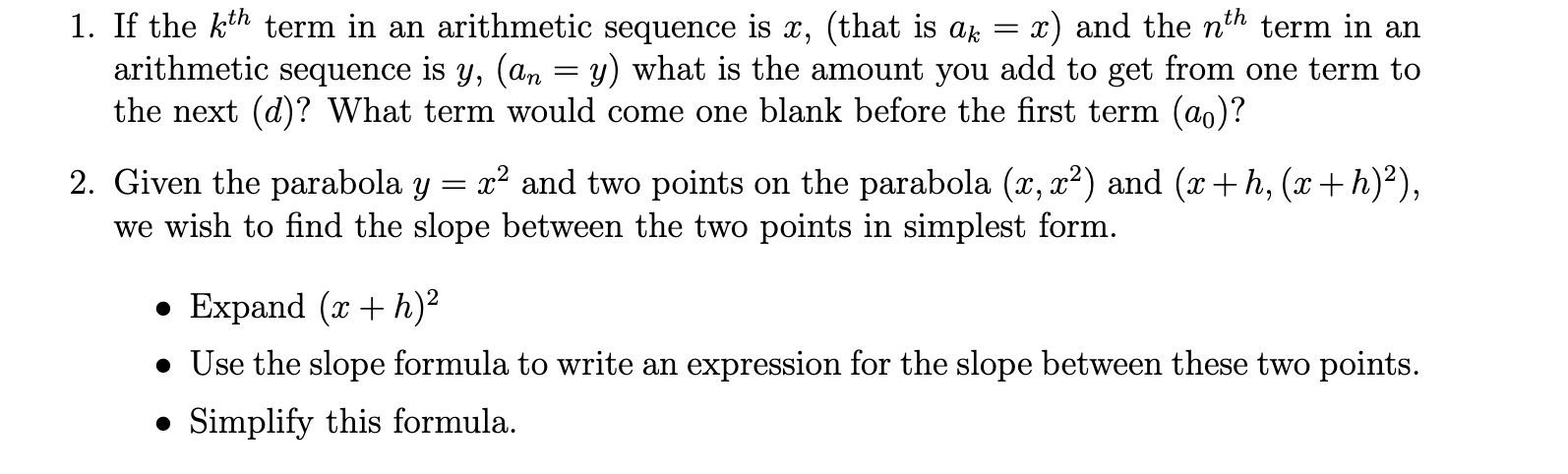 Solved 1. If the kth term in an arithmetic sequence is x, | Chegg.com