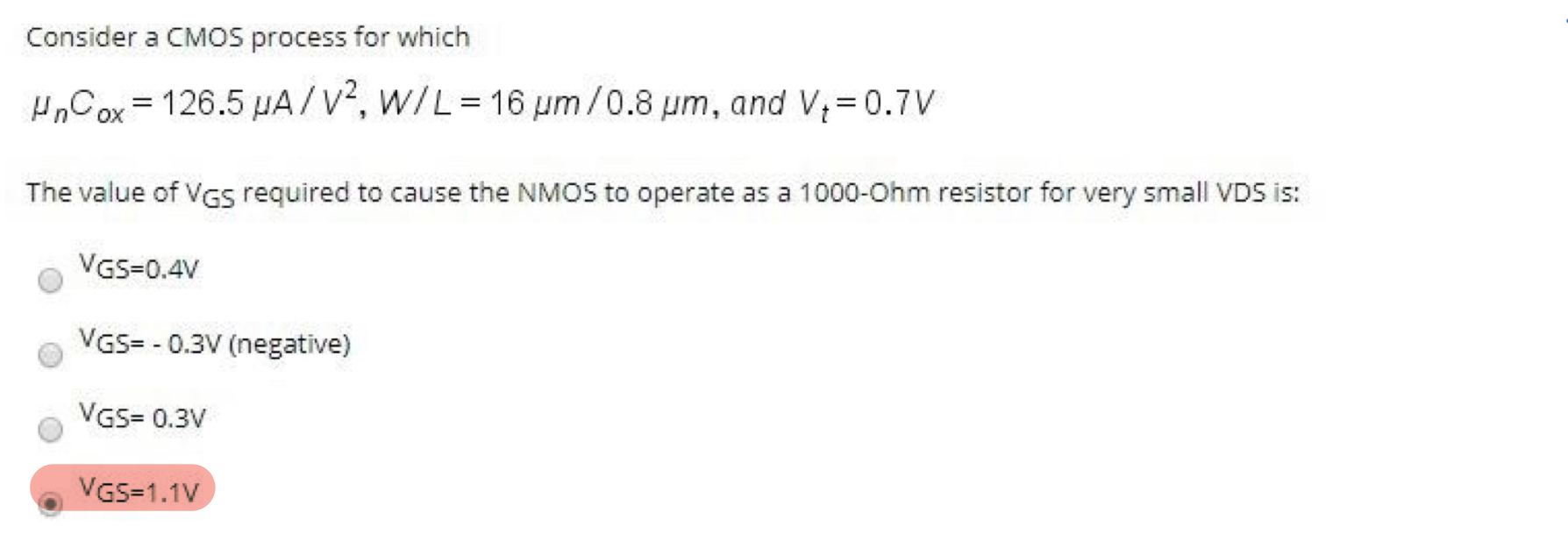 Solved Consider a CMOS process for which u Cox = 126.5 | Chegg.com
