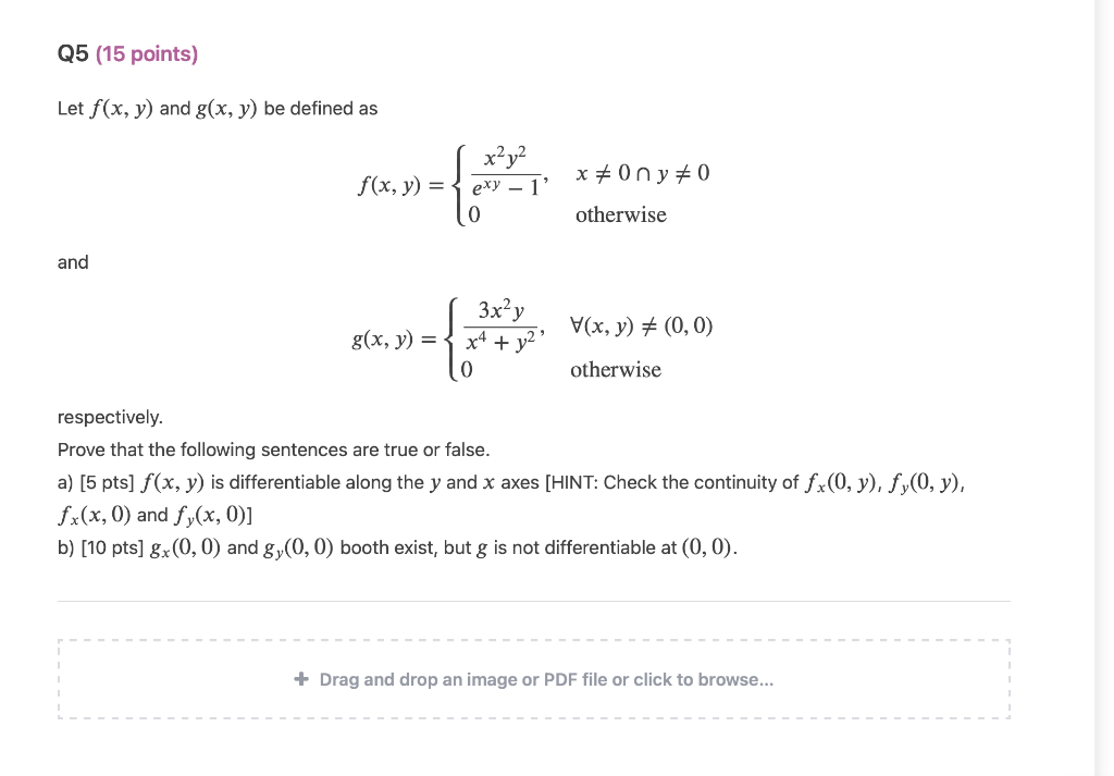 Solved Let f(x,y) and g(x,y) be defined as | Chegg.com