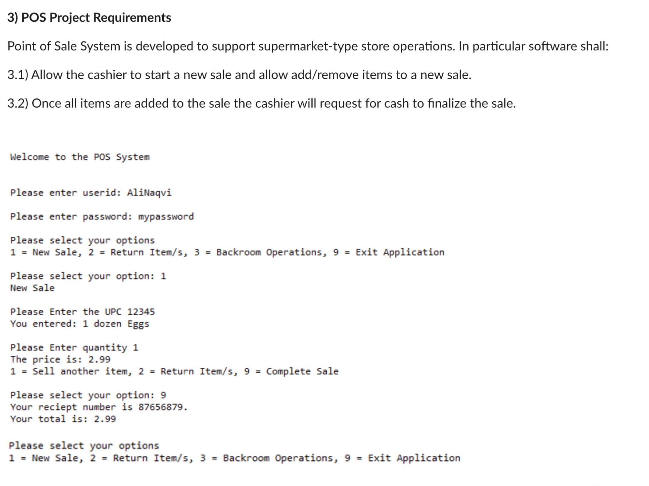 Solved Study the POS Project Requirements below. You will | Chegg.com