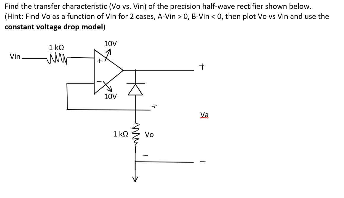 Solved Find the transfer characteristic (Vo vs. ﻿Vin) ﻿of | Chegg.com