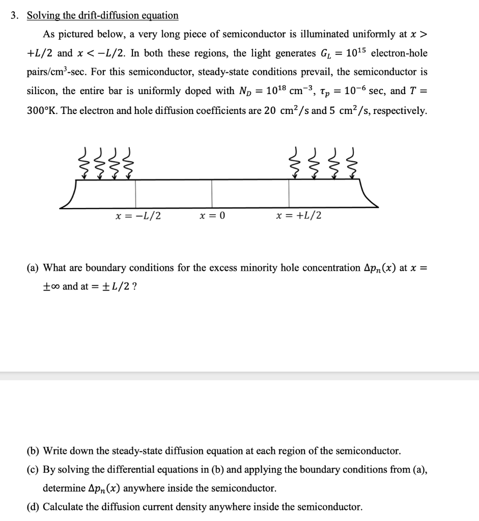 Solved 3. Solving the drift-diffusion equation As pictured | Chegg.com