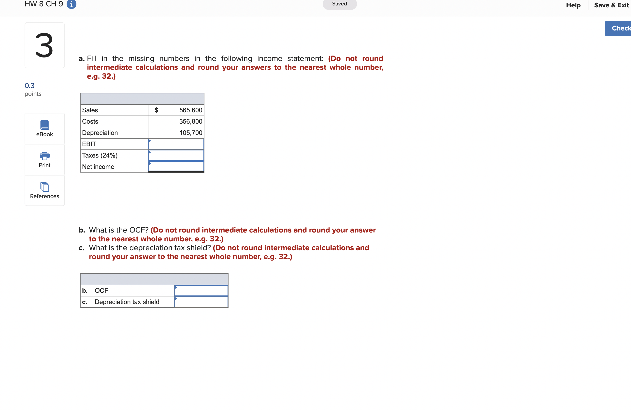 Solved b. What is the OCF? (Do not round intermediate | Chegg.com