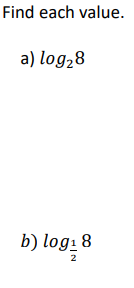 Solved Find each value. a) log28 b) log: 8 2 | Chegg.com