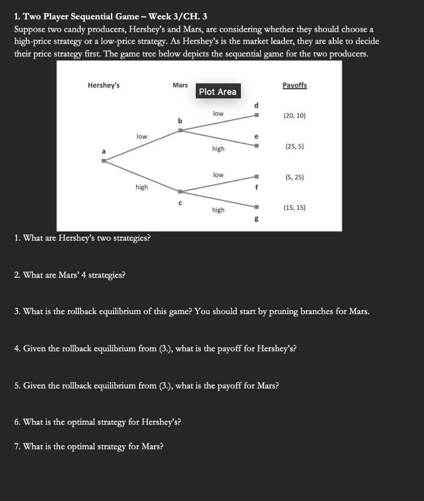 1. Two Player Sequential Game - Week 3/CH. 3 Suppose | Chegg.com