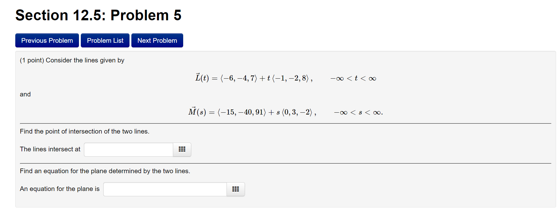 Solved Section 12.5: Problem 5 Previous Problem Problem List | Chegg.com