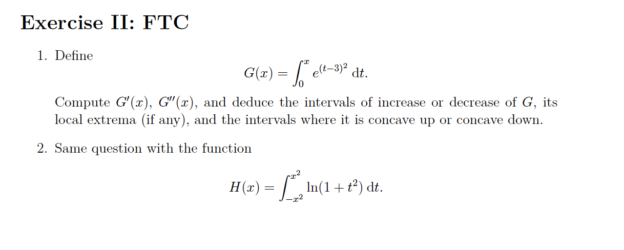 Solved Exercise II: FTC 1. Define G(x)