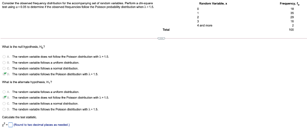Solved Random Variable, x Consider the observed frequency | Chegg.com