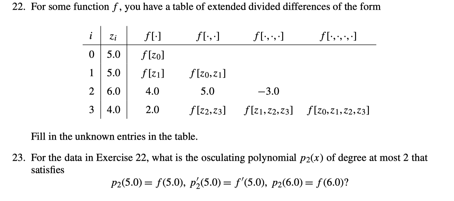 Solved 22. For some function f, you have a table of extended | Chegg.com