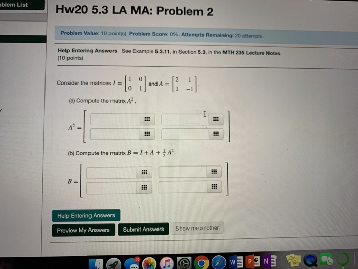 Solved blem List Hw20 5.3 LA MA: Problem 2 Problem Value: 10 | Chegg.com