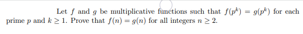 Solved = Let f and g be multiplicative functions such that | Chegg.com