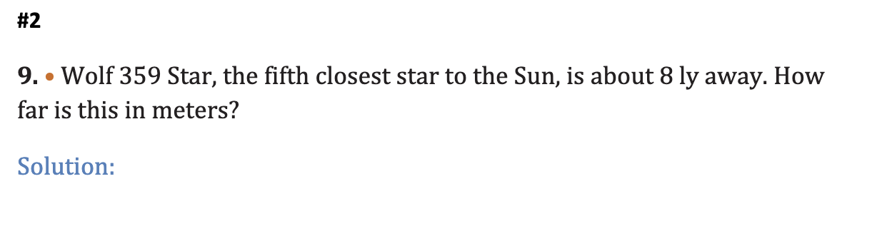 Solved 9. - Wolf 359 Star, the fifth closest star to the | Chegg.com