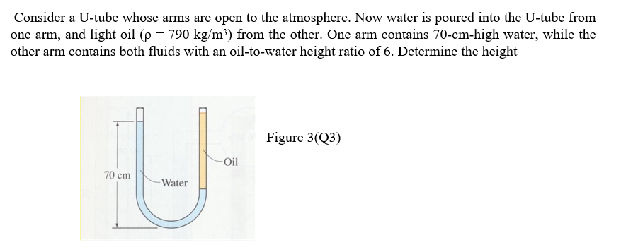 Solved Consider a U-tube whose arms are open to the | Chegg.com