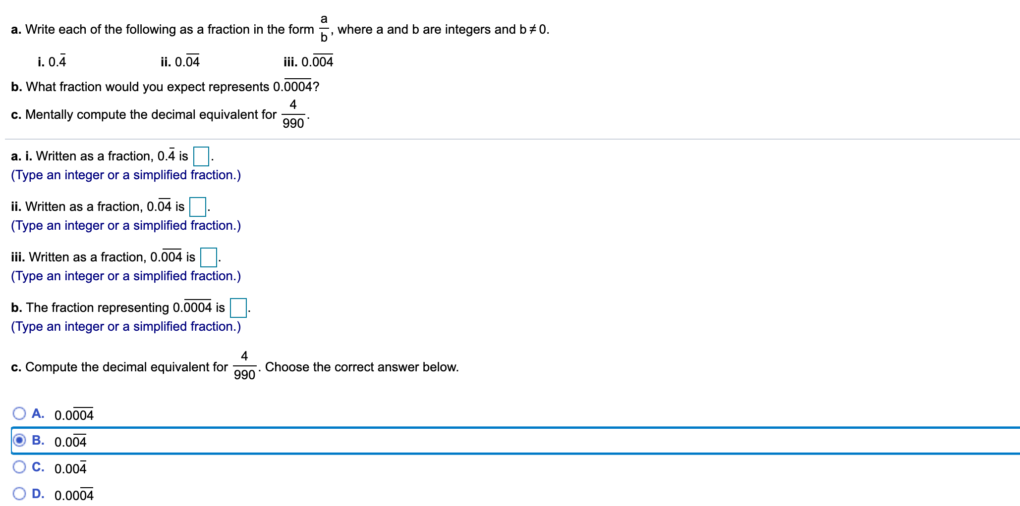 Solved a. Write each of the following as a fraction in the | Chegg.com