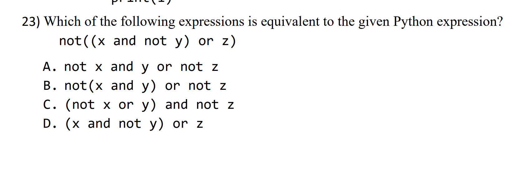 Solved 23 Which Of The Following Expressions Is Equivalent 6475