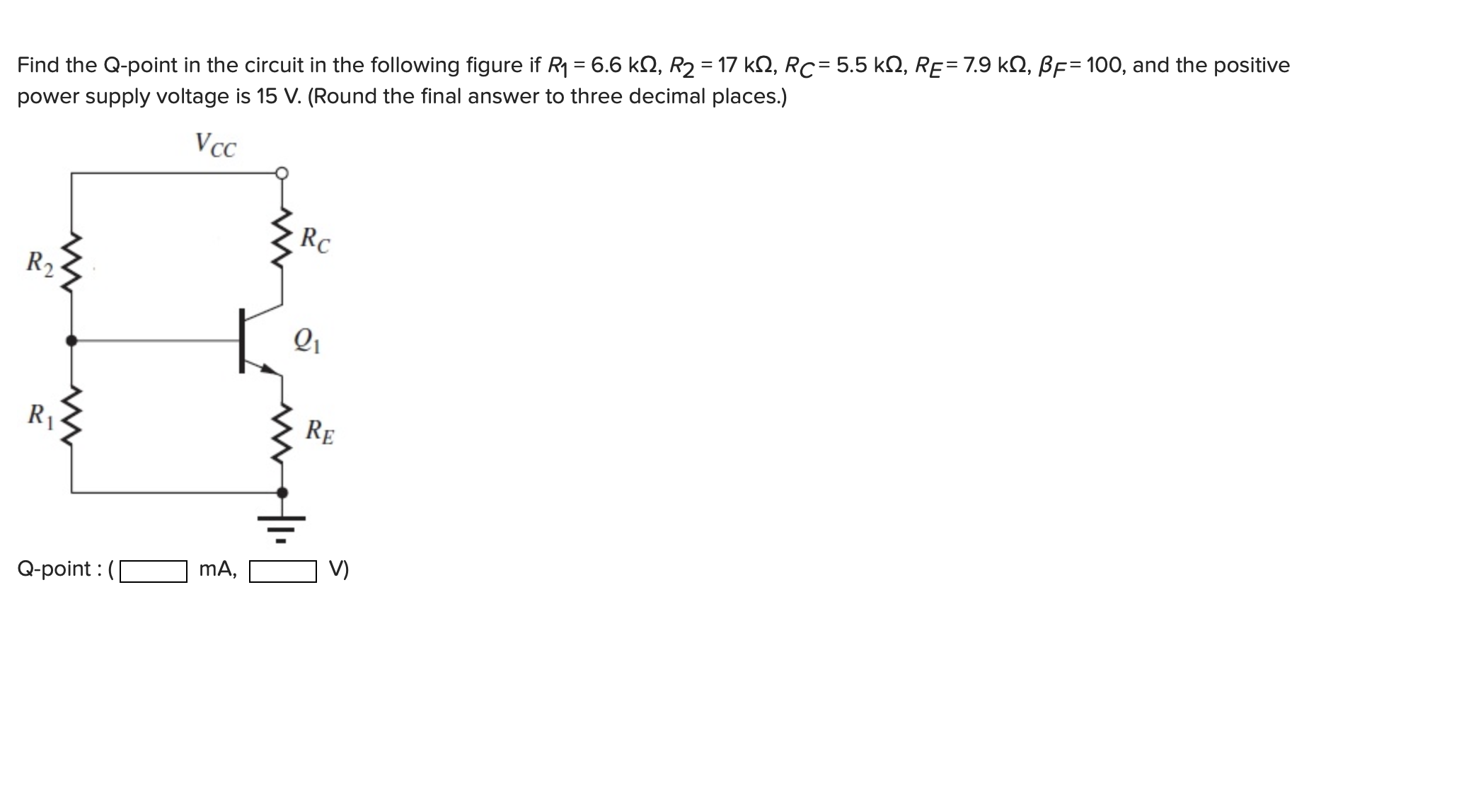 Solved Find the Q-point in the circuit in the following | Chegg.com