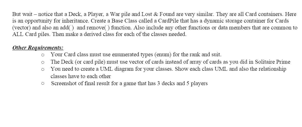 Advanced C++ Programming Mega War / Inheritance War | Chegg.com