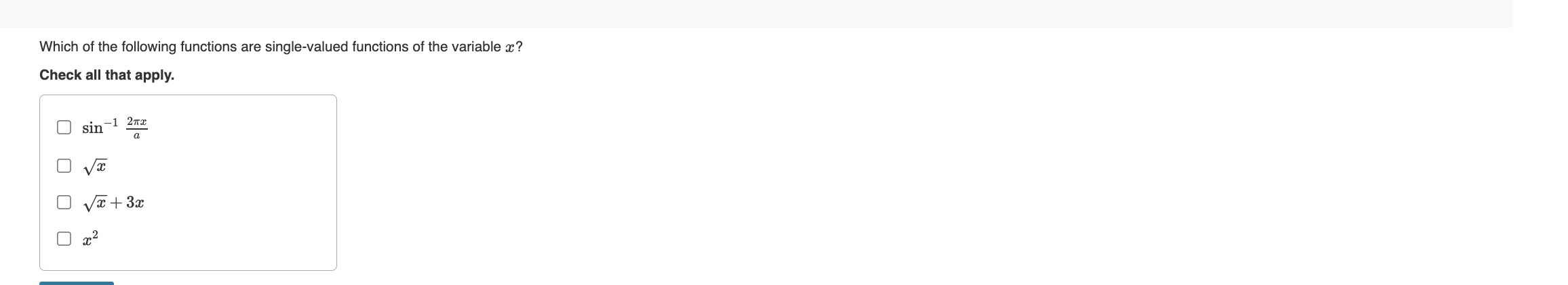 Solved Which of the following functions are single-valued | Chegg.com