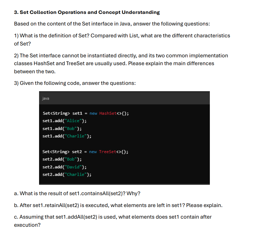 Solved 3. ﻿Set Collection Operations and Concept | Chegg.com