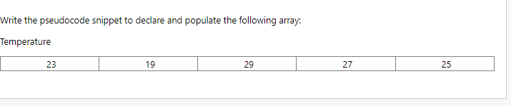 Solved Write the pseudocode snippet to declare and populate | Chegg.com Solved Write the pseudocode snippet to declare and populate | Chegg.com