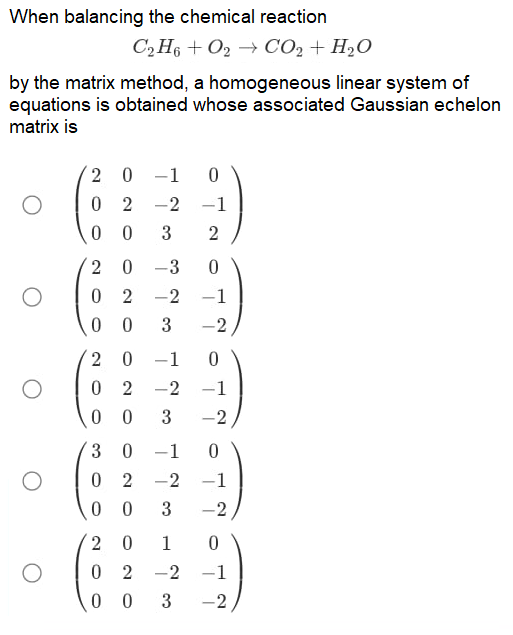 Solved When balancing the chemical reaction C2H6 + O2 + CO2 | Chegg.com