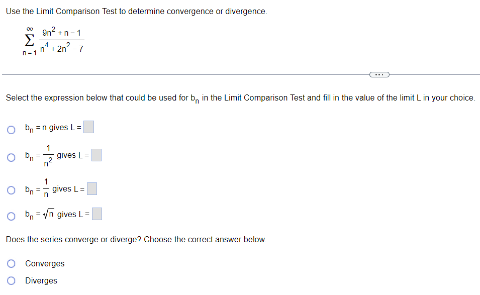 Solved Use The Limit Comparison Test To Determine