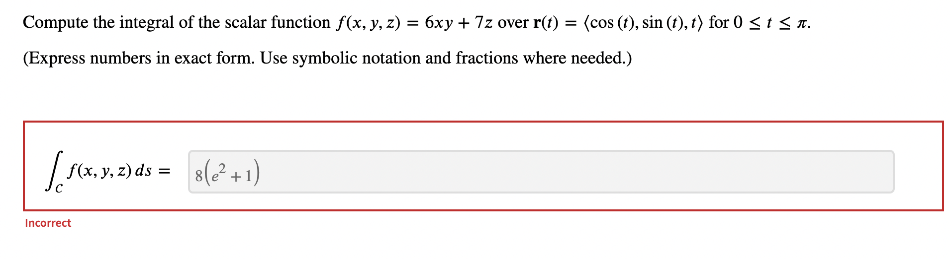 Solved Compute the integral of the scalar function \\( f(x, | Chegg.com