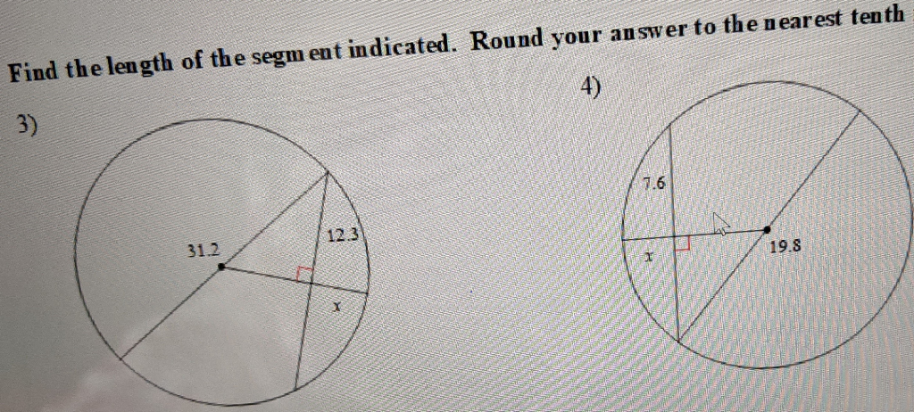 Solved Find the length of the segment indicated. Round your | Chegg.com