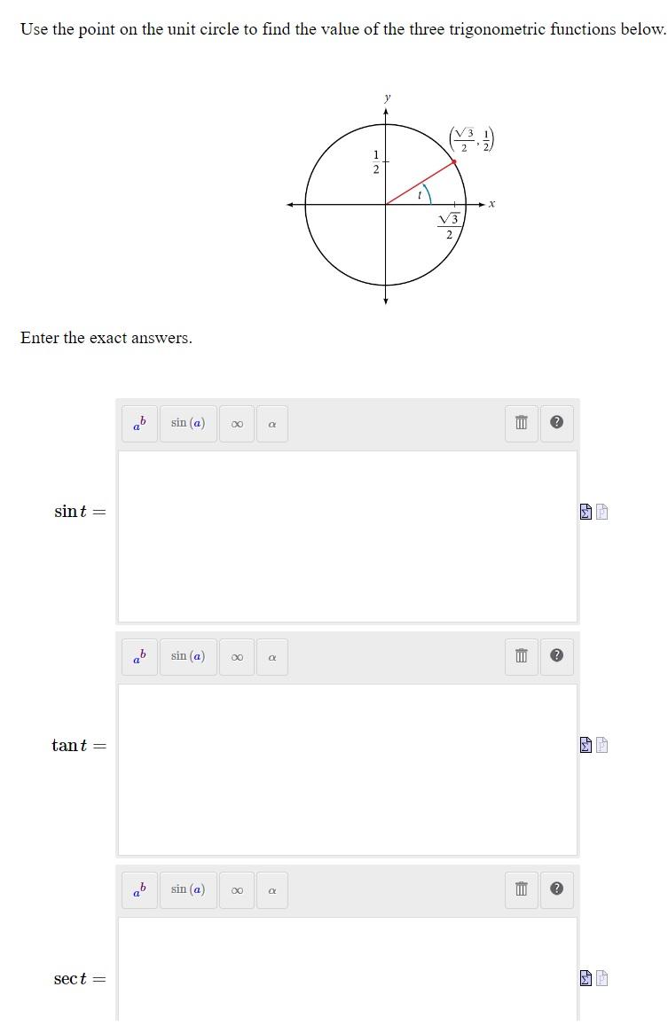 Solved Use the point on the unit circle to find the value of | Chegg.com