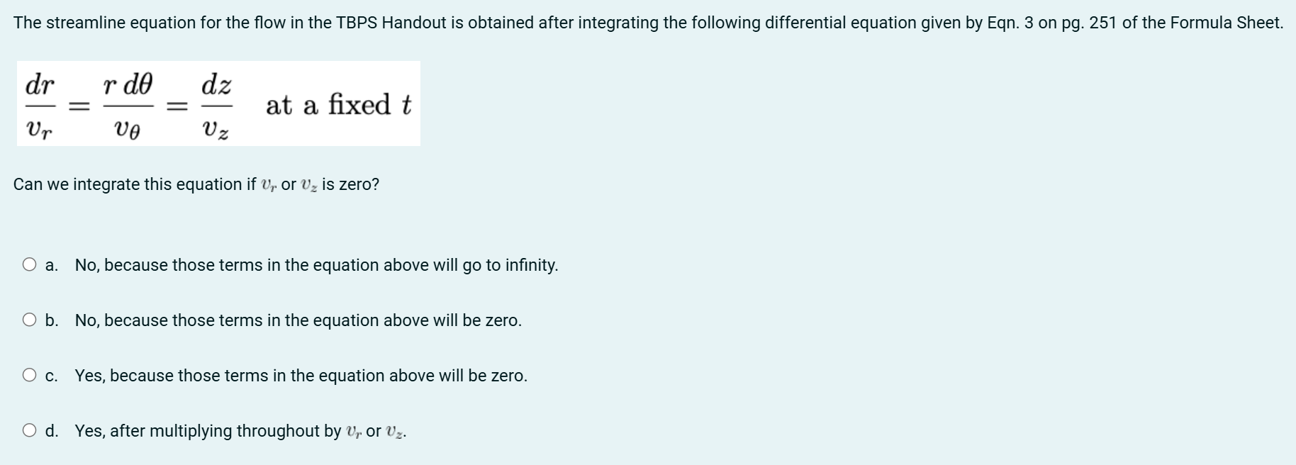 Solved The streamline equation for the flow in ﻿the TBPS | Chegg.com