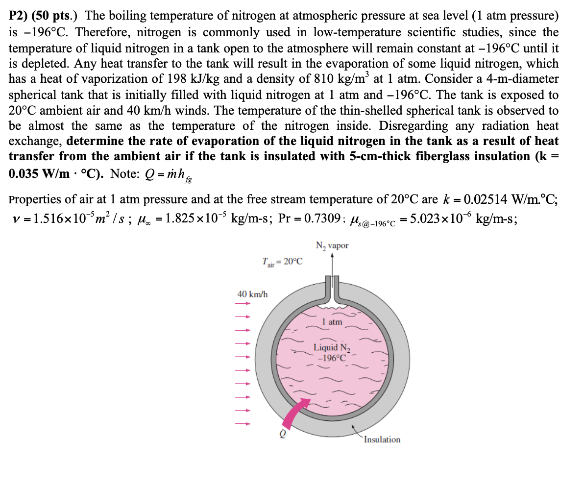 Solved P2) (50 pts.) The boiling temperature of nitrogen at | Chegg.com
