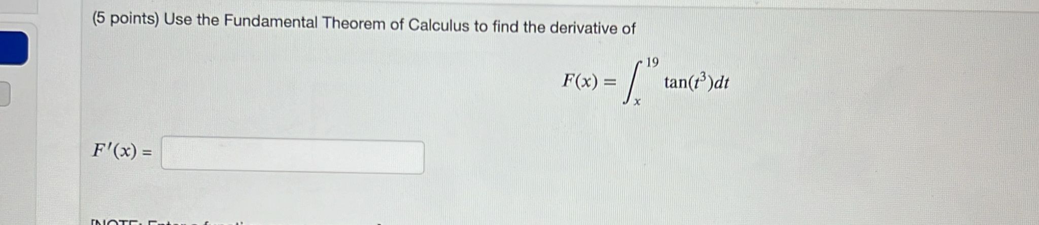 Solved (5 ﻿points) ﻿Use the Fundamental Theorem of Calculus | Chegg.com