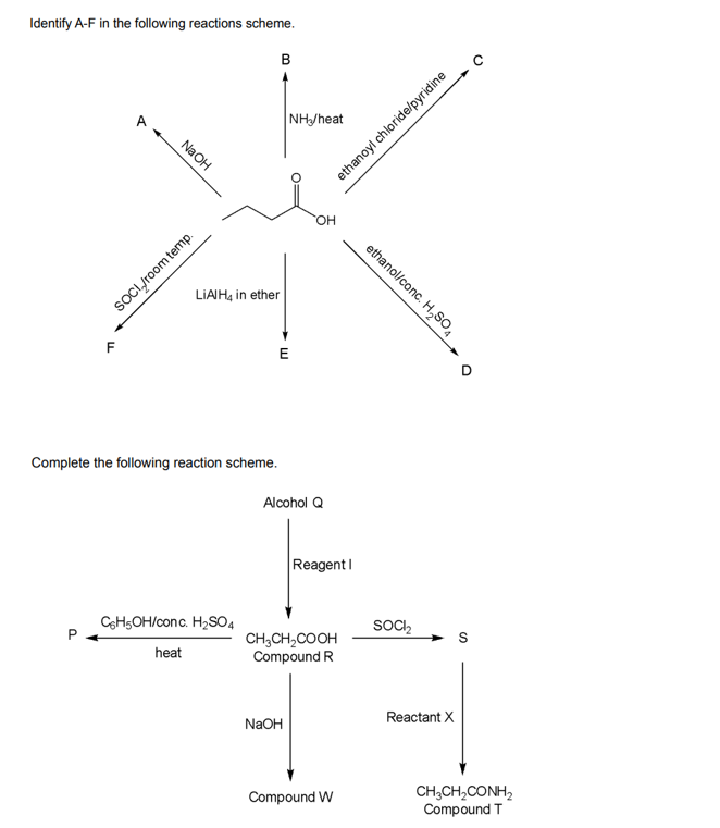 [Solved]: Identify A-F in the following reactions scheme.