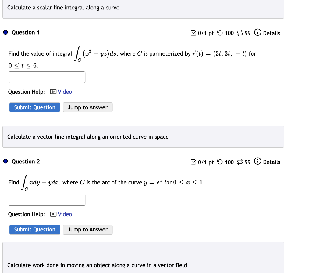 Solved Calculate a scalar line integral along a curve | Chegg.com