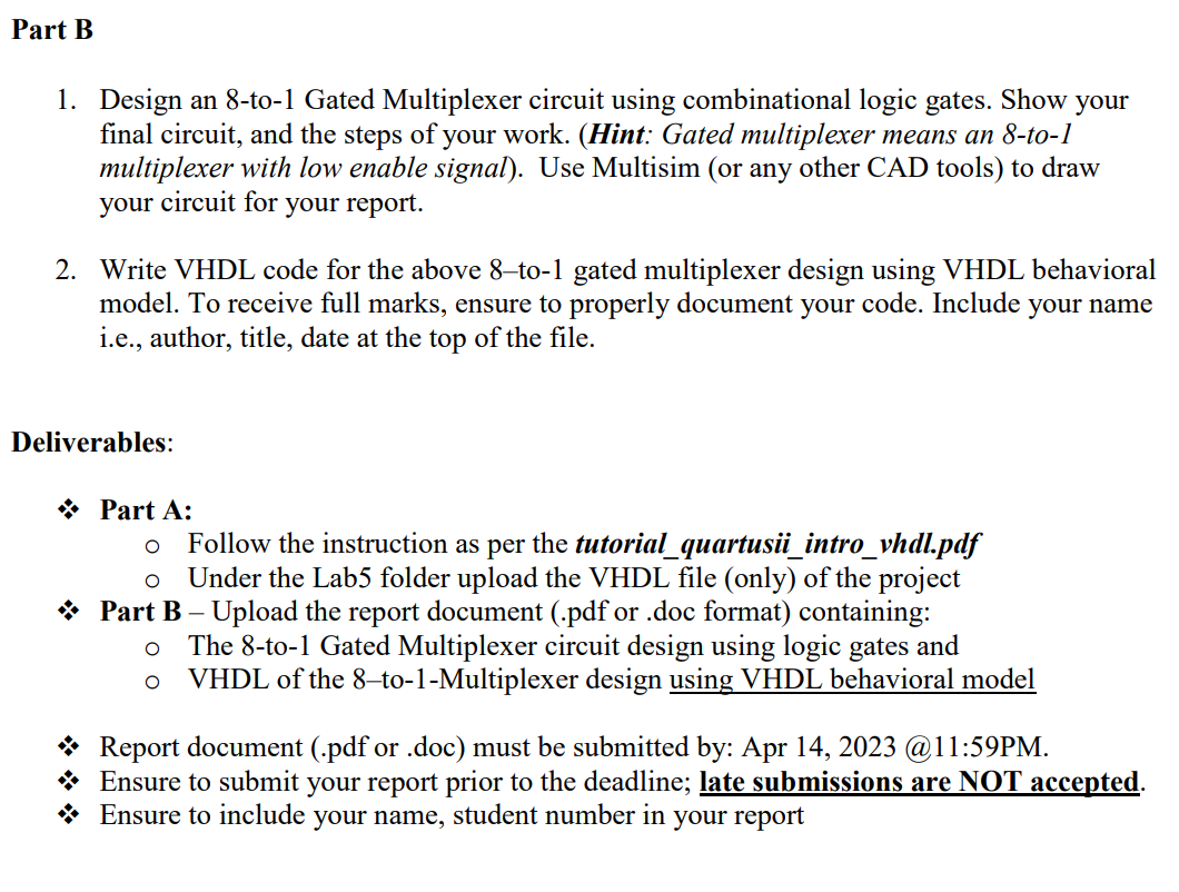 Solved 1. Design an 8-to-1 Gated Multiplexer circuit using | Chegg.com