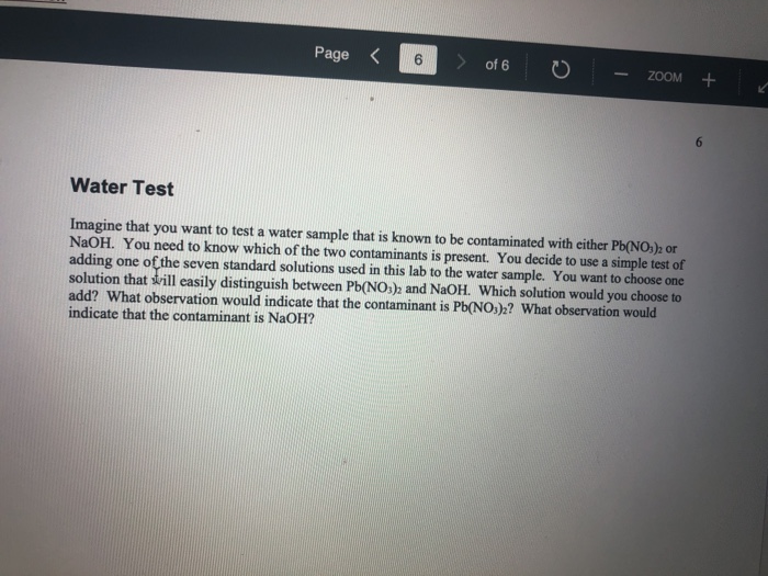 Solved Water Test Imagine that you want to test a water | Chegg.com