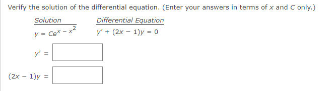 Solved Verify the solution of the differential equation. | Chegg.com