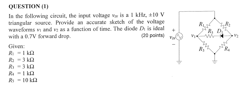 Solved QUESTION (1)In ﻿the following circuit, the input | Chegg.com