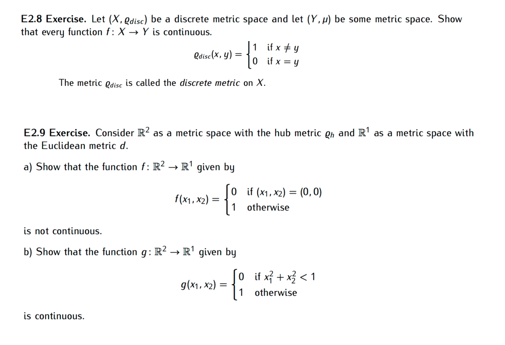 Solved E2.8 Exercise. Let (X, Qdisc) be a discrete metric | Chegg.com