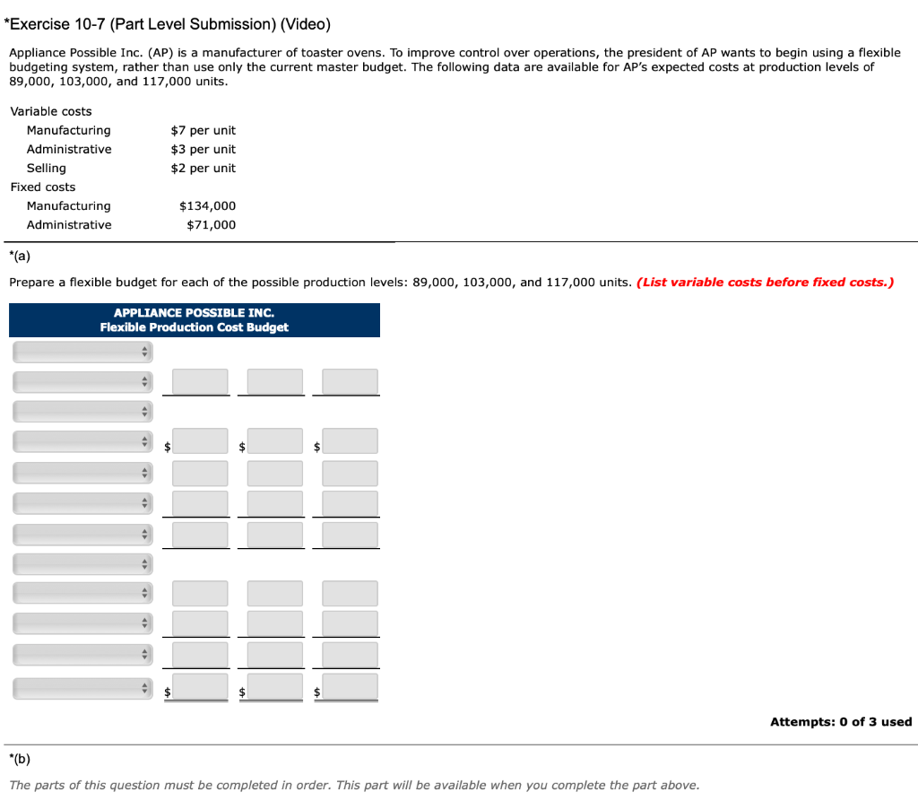 Solved *Exercise 10-7 (Part Level Submission) (Video) | Chegg.com