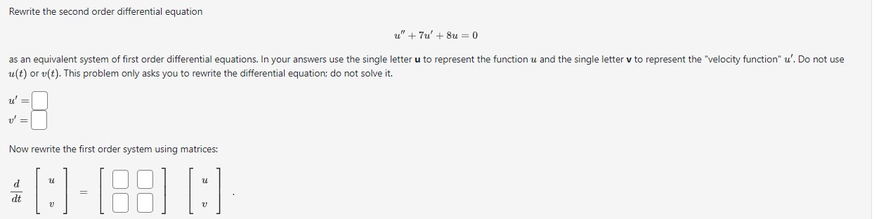 Solved Rewrite The Second Order Differential Equation