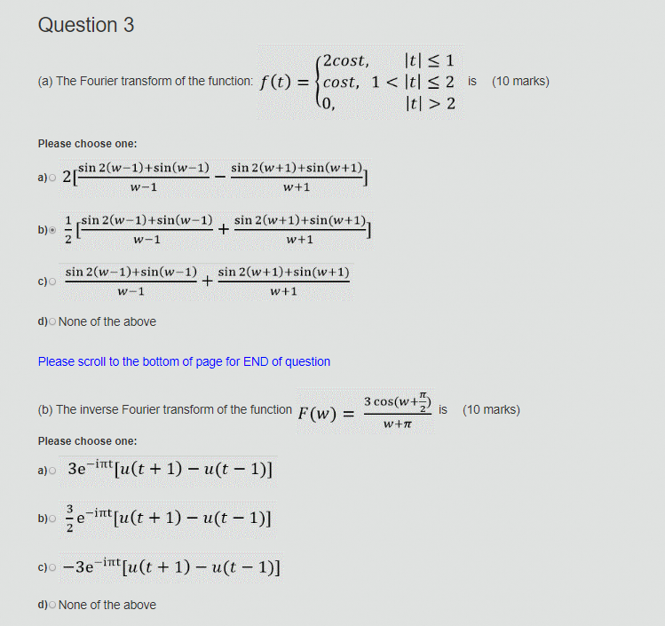 Solved A The Fourier Transform Of The Function B The