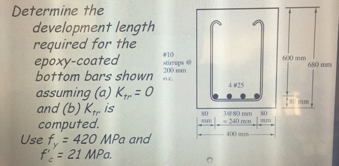 Solved Determine the development length required for the | Chegg.com