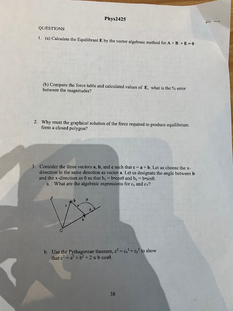 Solved Phys2425 QUESTIONS 1. (a) Calculate the Equilibrant E | Chegg.com